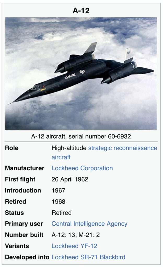 Lockheed A-12 - International Flying Saucer Bureau (IFSB)